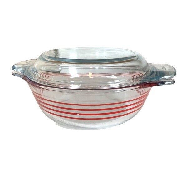 Pyrex | Kitchen | Rare Pyrex Red Racer Clear Casserole Dish Wlid Made ...